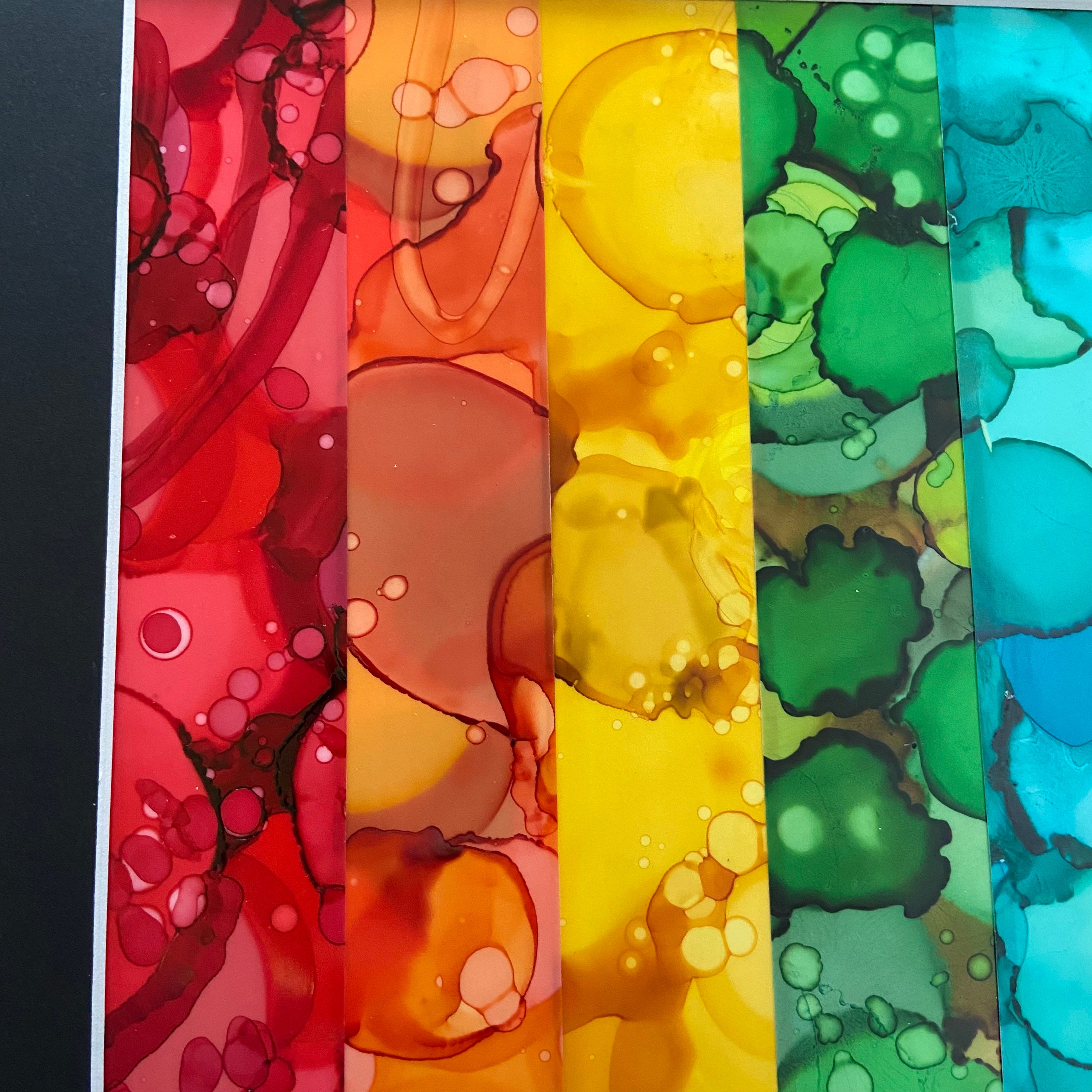 Alcohol Ink Strip Rainbow Colors Matted Ready to Frame Wall - Etsy