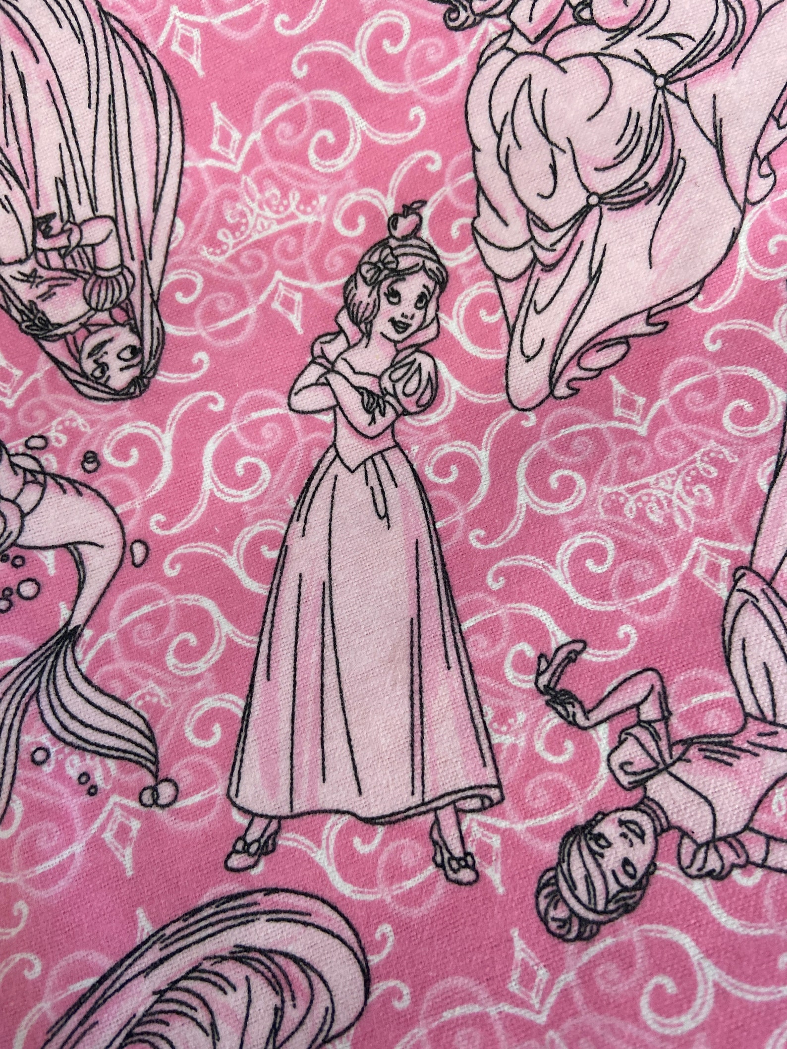Disney Princess Flannel Fabric Material Pink Belle Ariel Snow | Etsy