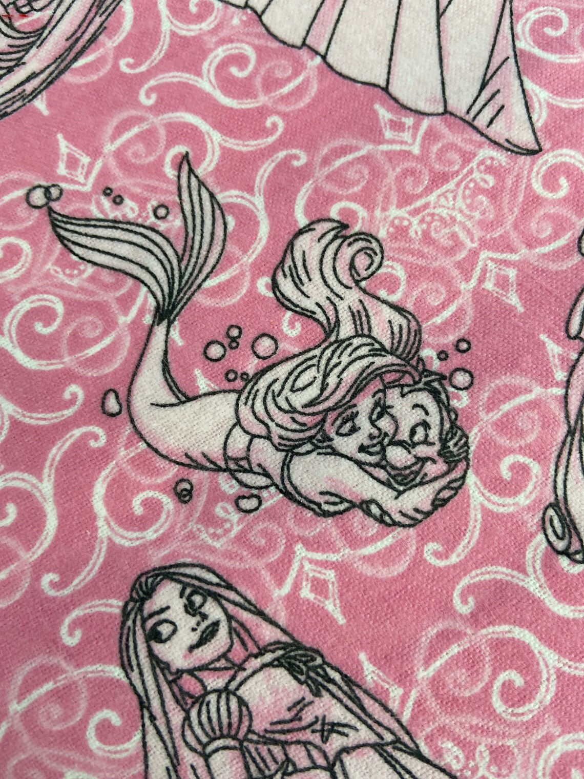 Disney Princess Flannel Fabric Material Pink Belle Ariel Snow | Etsy