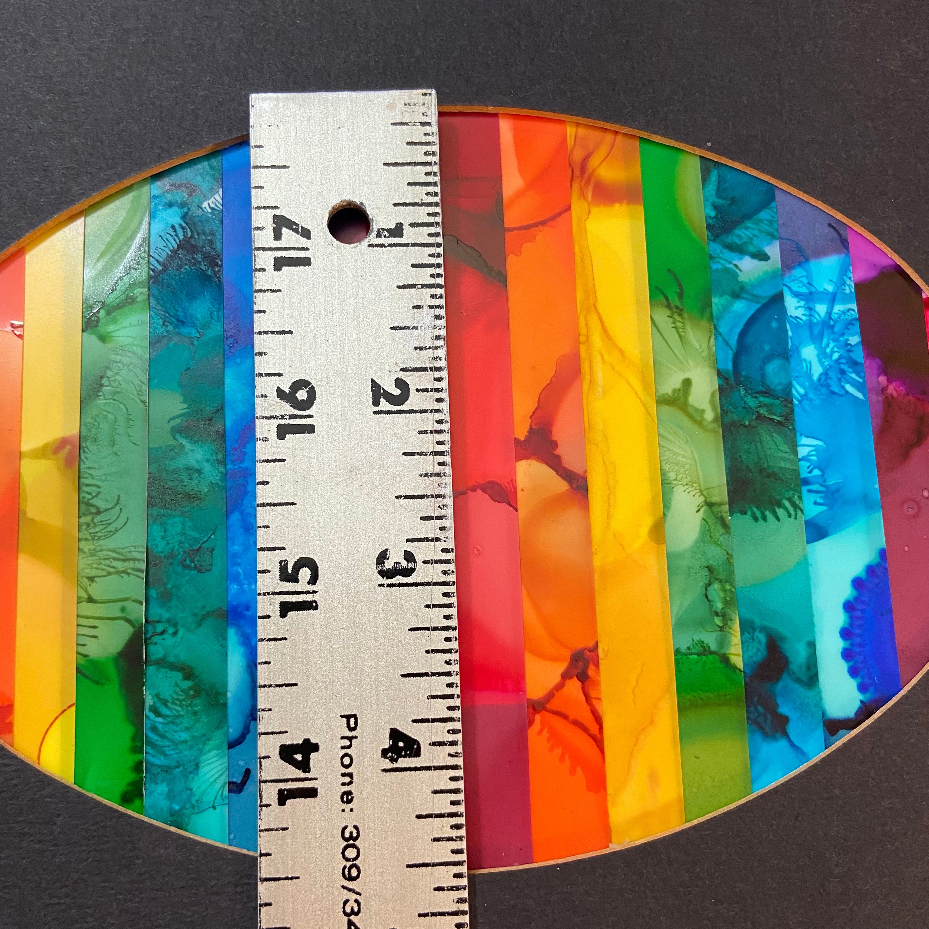 Alcohol Ink Oval Strip Rainbow Colors Matted Ready to Frame | Etsy