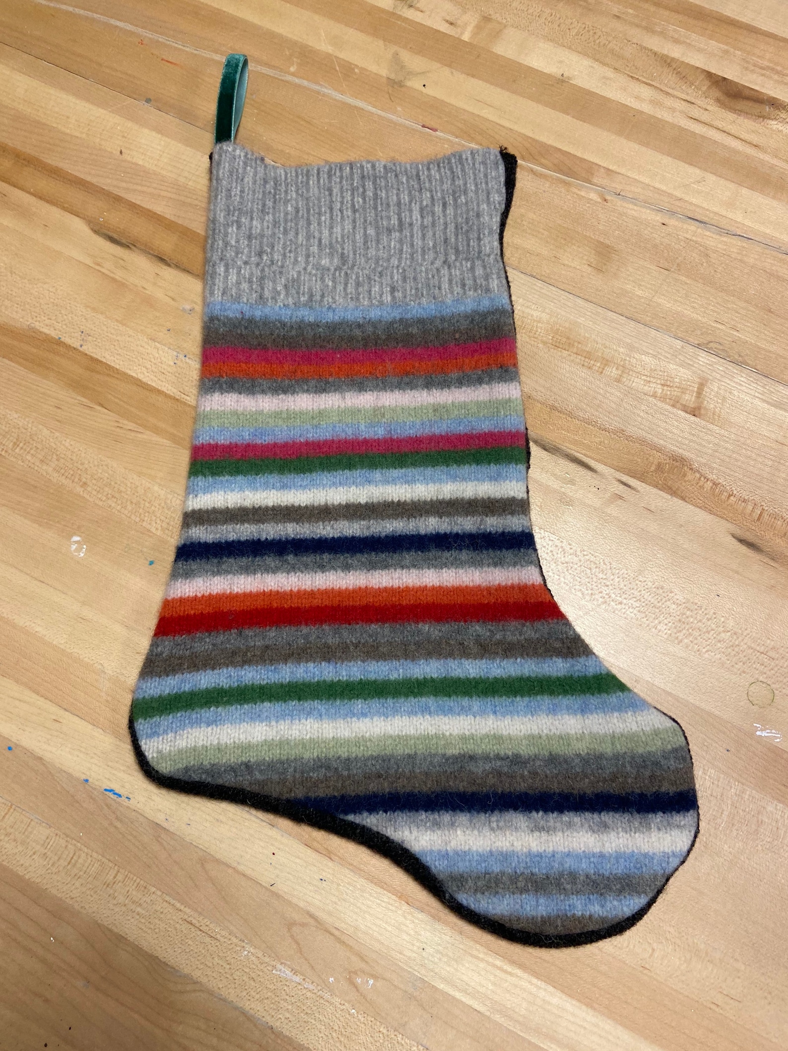 Felted Wool Christmas Stocking Upcycled Reclaimed Sweater Handmade ...