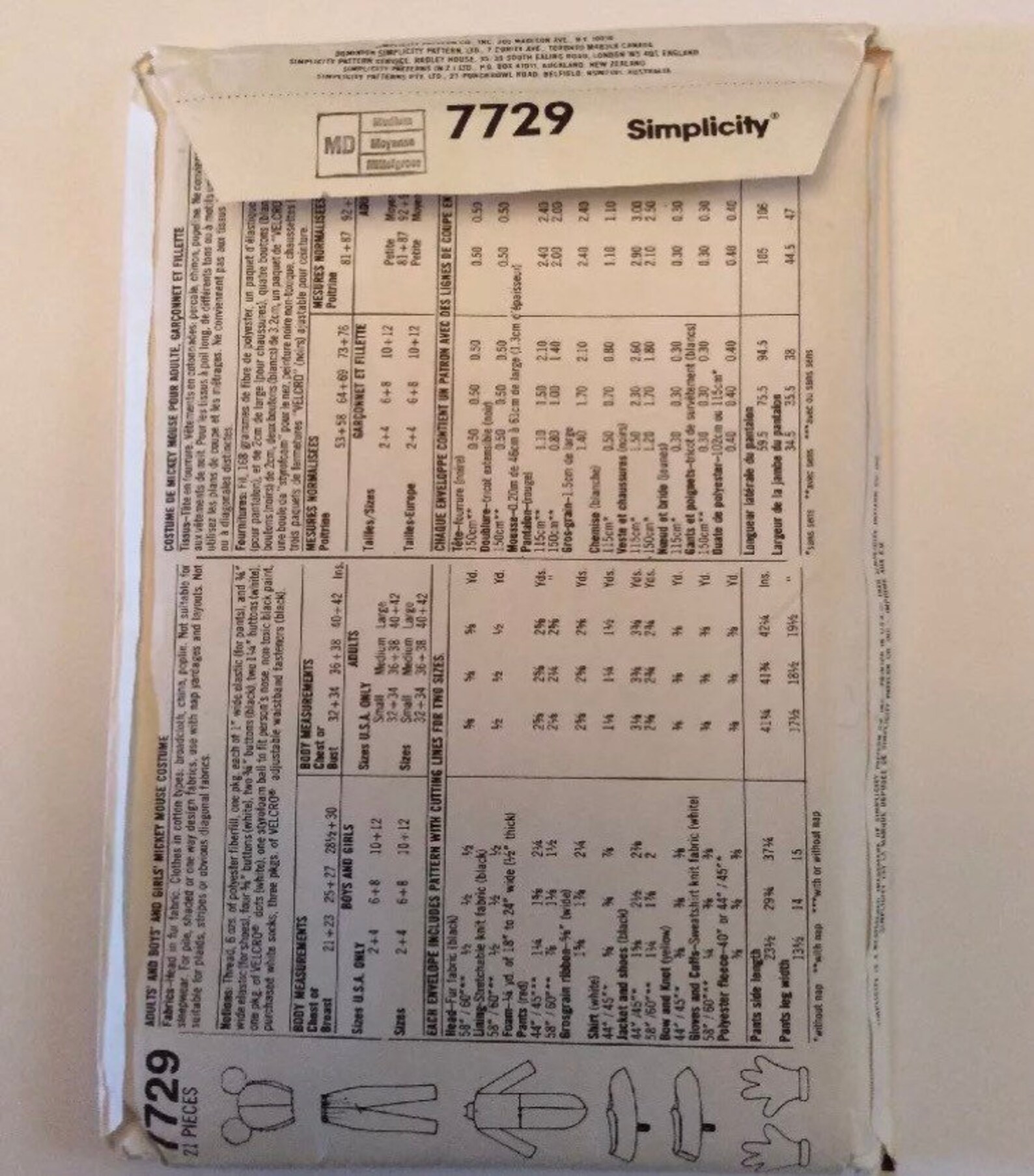 Mickey Mouse Costume Simplicity Sewing Pattern Adult Medium FF - Etsy