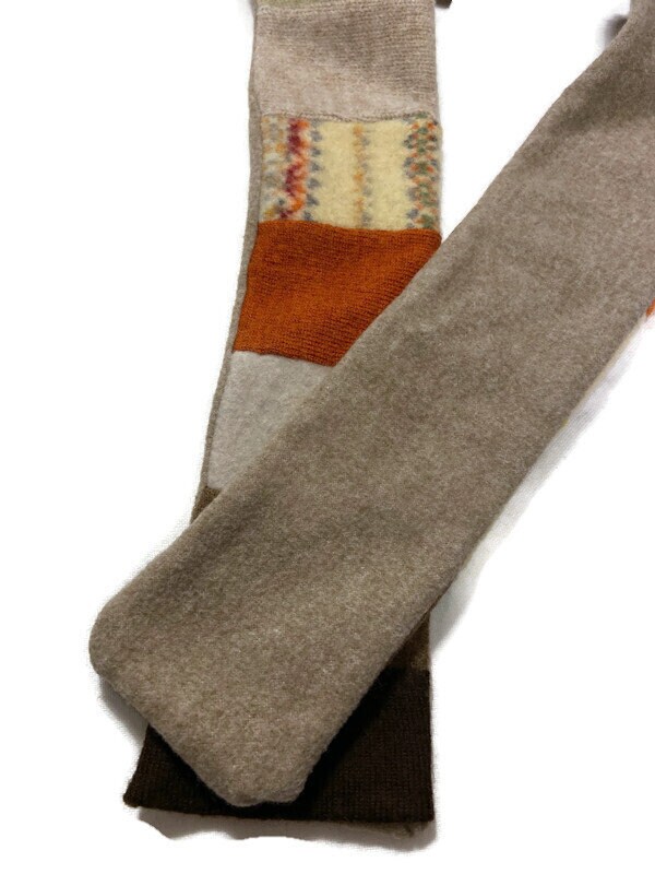 Repurposed Felted Wool Patchwork Scarf Yellow Orange Brown - Etsy