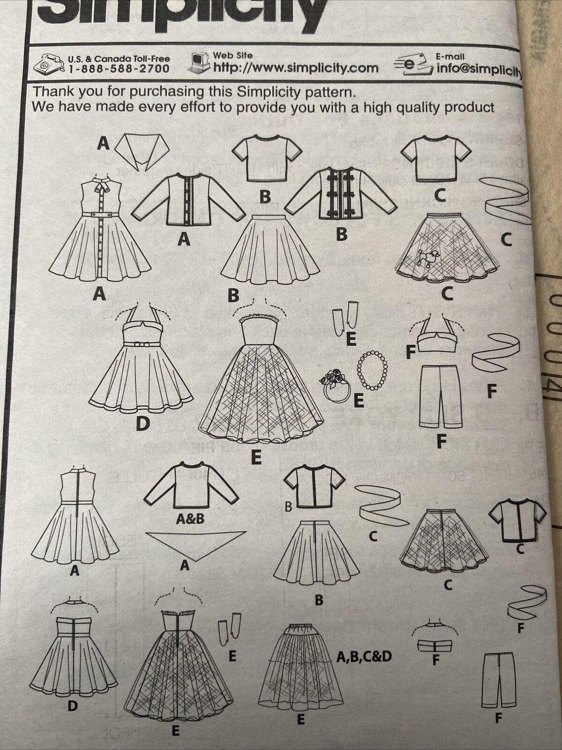 18 Doll Simplicity Sewing Pattern 8072 Vtg Inspired 50's Clothes Elaine ...