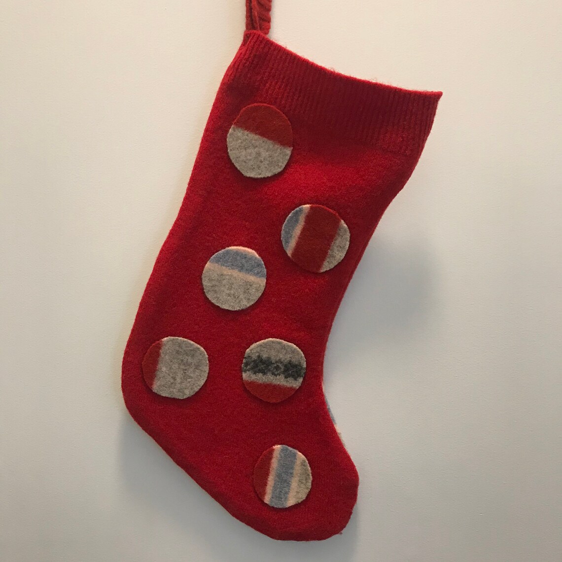 Felted Wool Christmas Stocking Upcycled Sweater Handmade GI - Etsy
