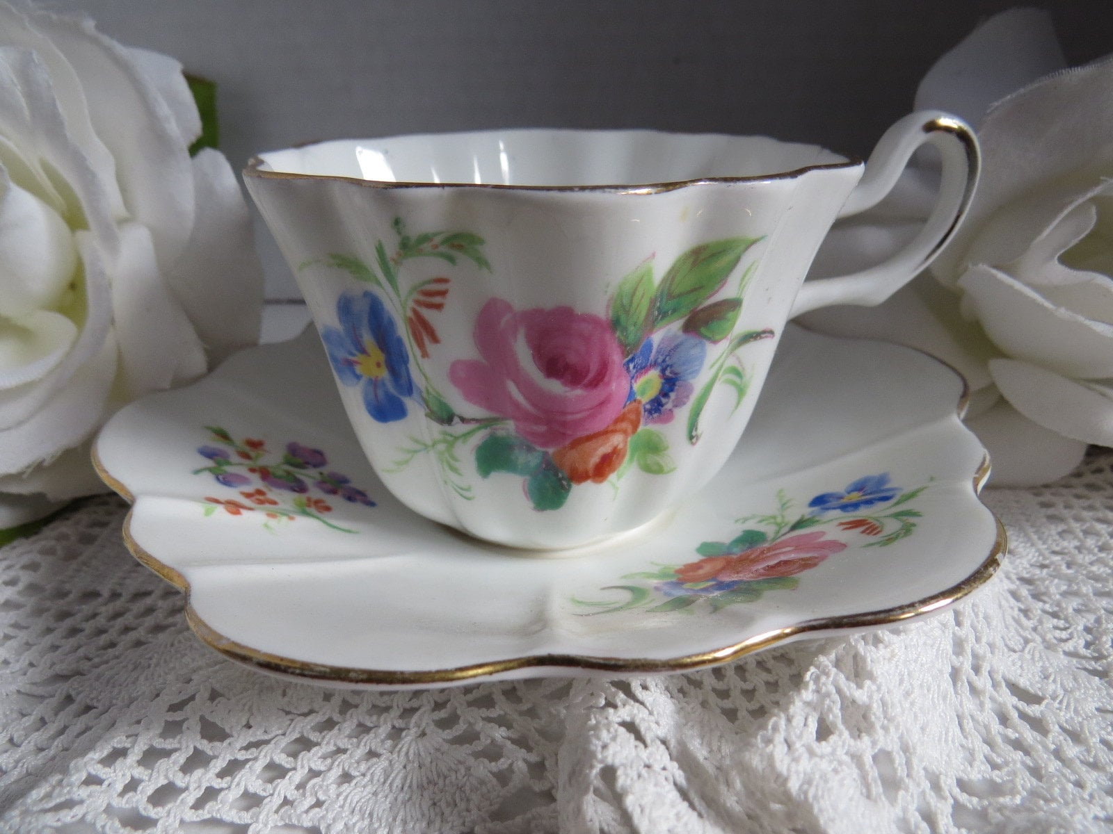 Elegant and Exquisite Royal Stuart Spencer Stevenson Cup and Saucer ...