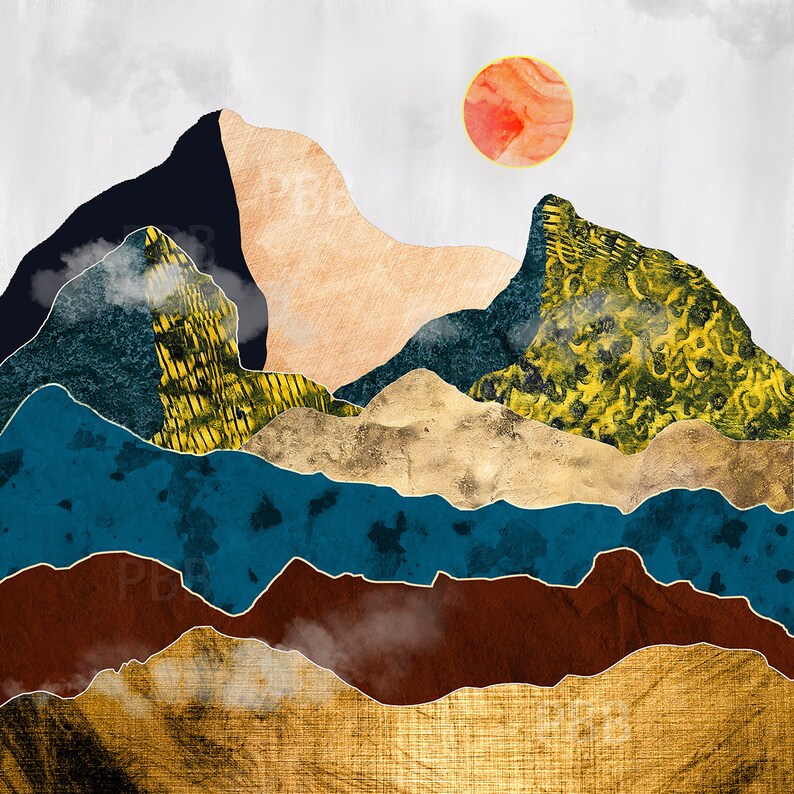 Mountain View, Digital Art, Abstract Art Design, Ukiyo-e, Abstract ...
