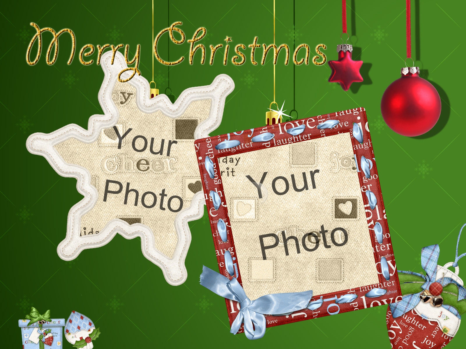 Christmas Card Instant Download, Photoshop Christmas Cards Design, 4:3 ...