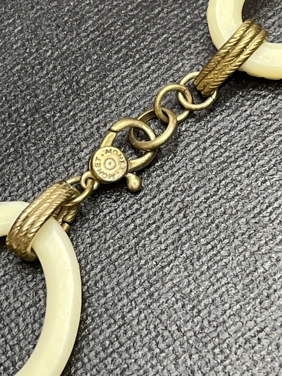 Rare vintage Monet long carved flowers and metal link… - Gem