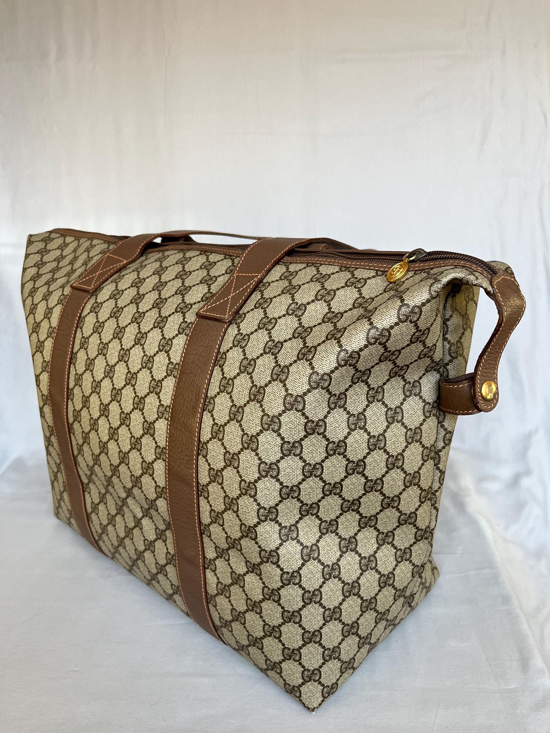 Authentic Monogram GG Gucci Large Shoulder Tote/overnight Bag Brown ...