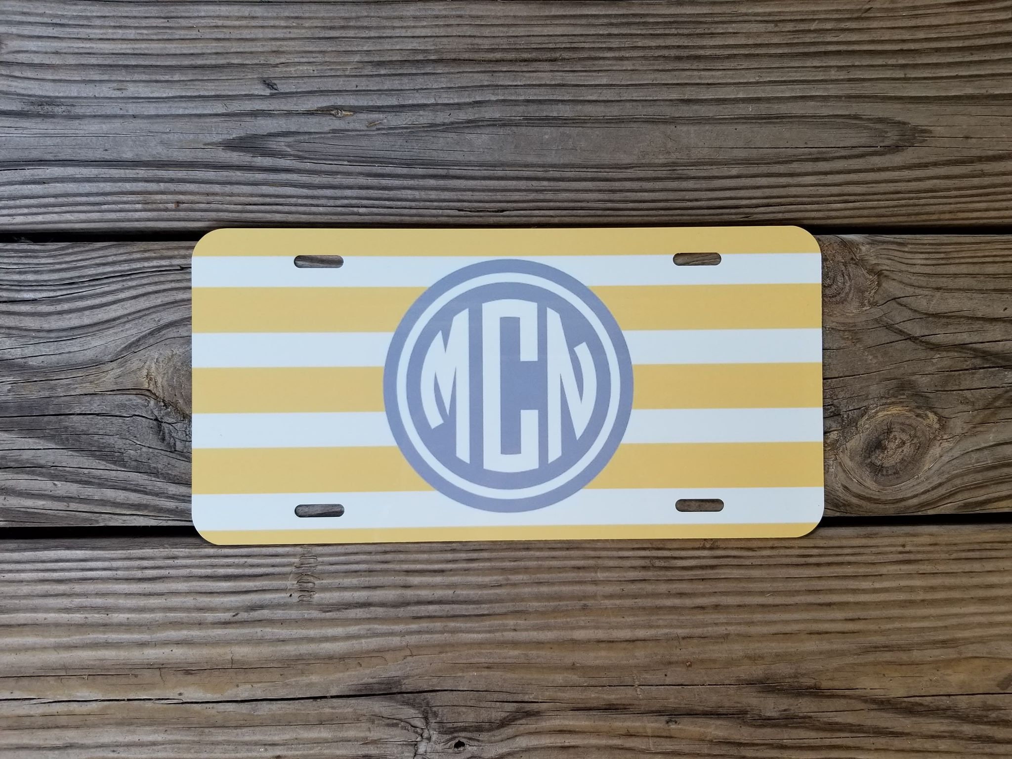 Yellow Striped License Plate - Etsy