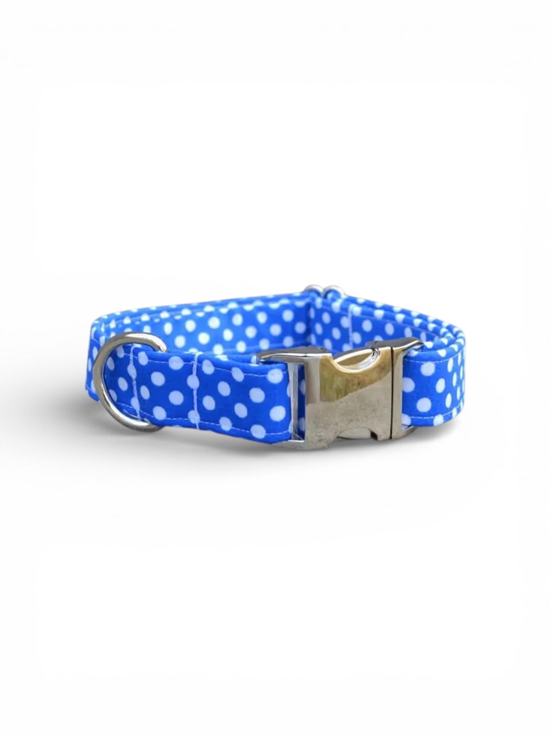 Handmade Polka Dot Dog Collar: Bright Blue Cotton With Aluminum Buckle ...