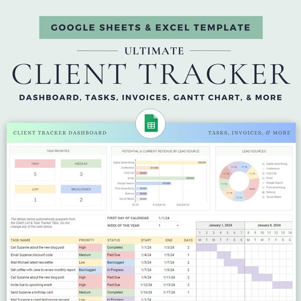 Client Tracker Crm Google Sheet Excel Template Project Management ...