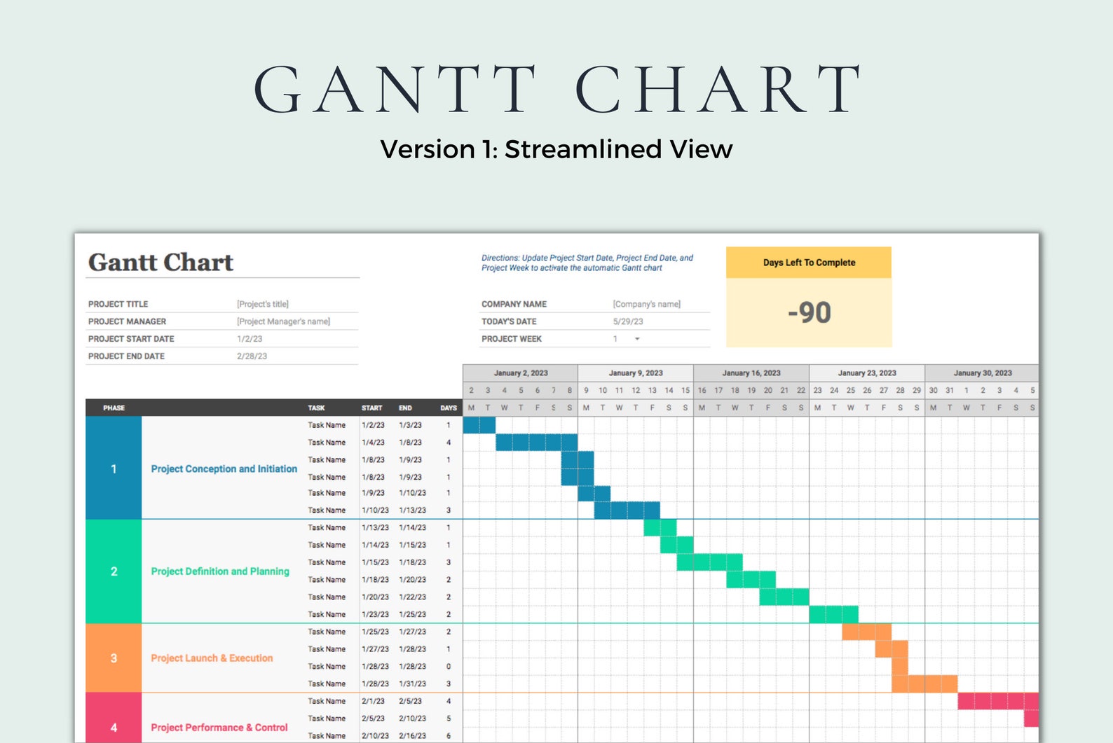 Gantt Chart Google Sheets Project Management Excel Template Task ...