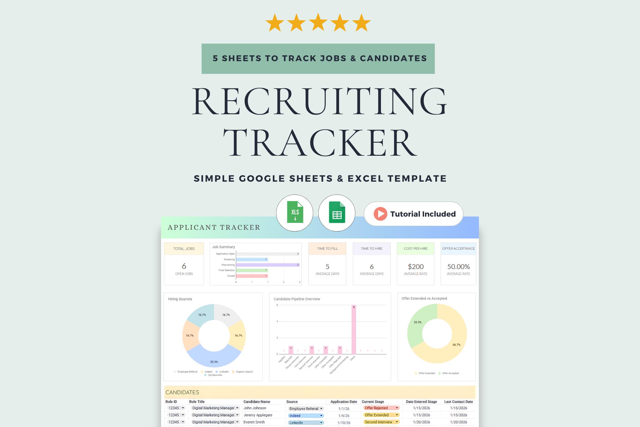 Recruiting Tracker With Hiring Tracker, Candidate Tracker, and ...
