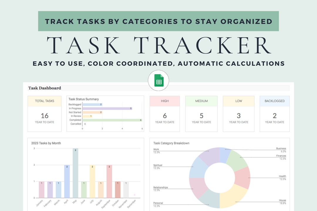 Task Tracking Spreadsheet Task Planner Digital to Do List - Etsy