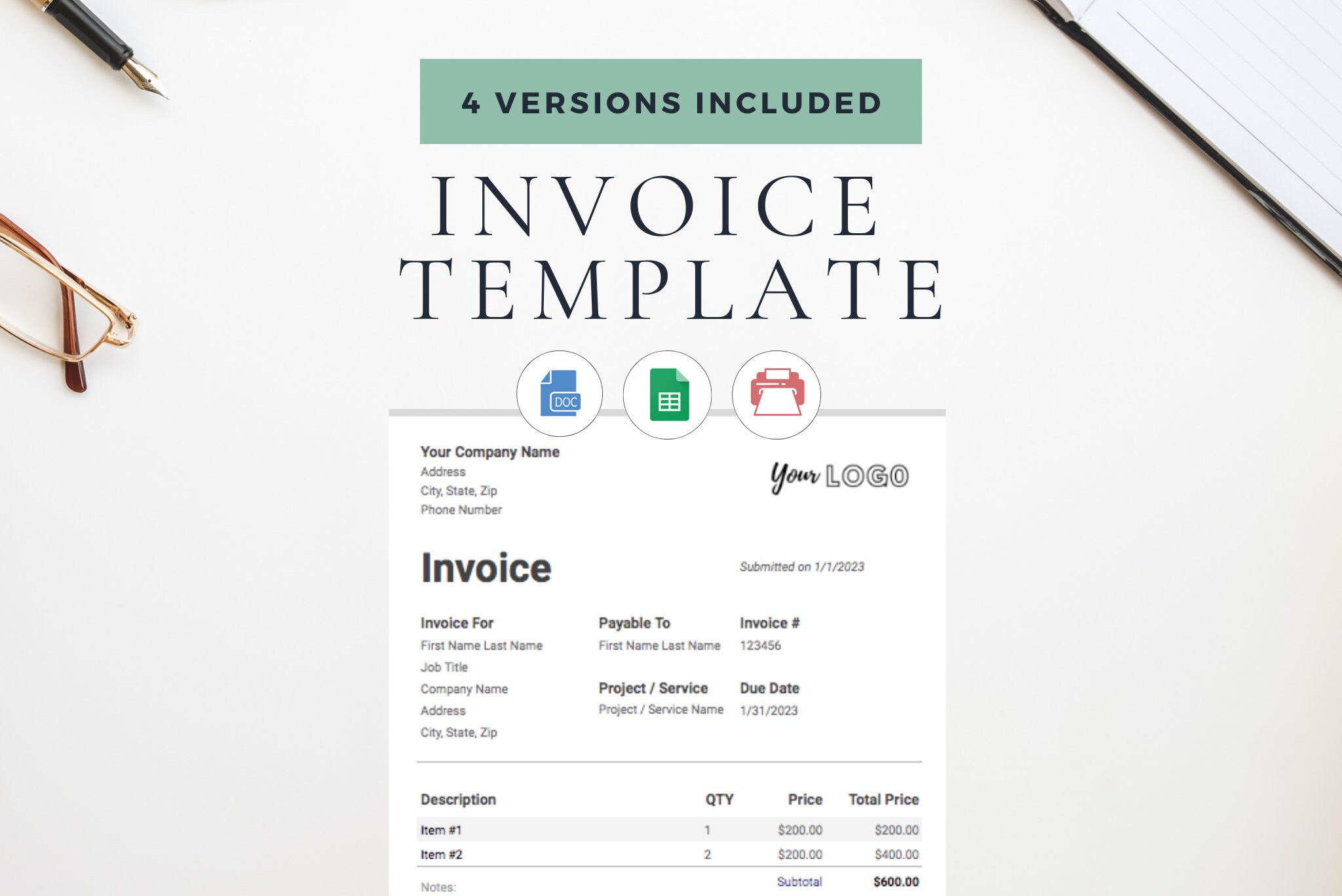 Invoice Template Google Sheets Google Docs Excel Template Business ...