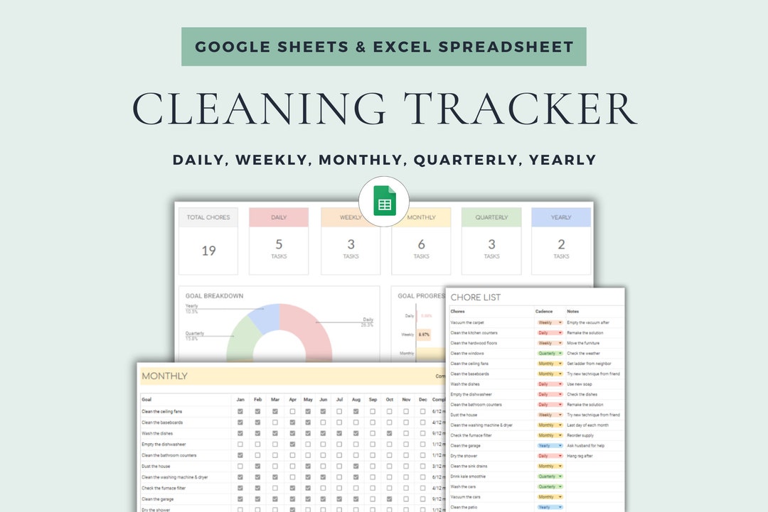 Cleaning Schedule Cleaning Planner Google Sheets Excel Spreadsheet ...