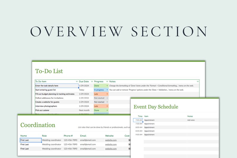 Event Planner and Event Tracker: Google Sheets Template & Excel ...