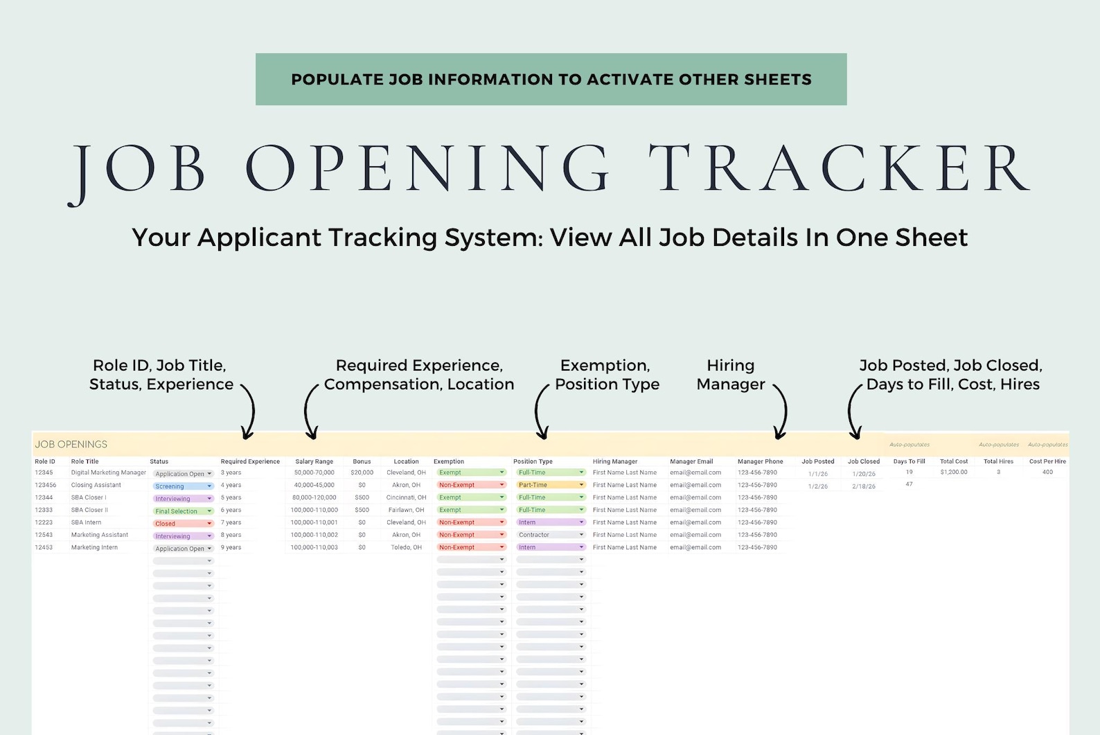Recruiting Tracker With Hiring Tracker, Candidate Tracker, and ...