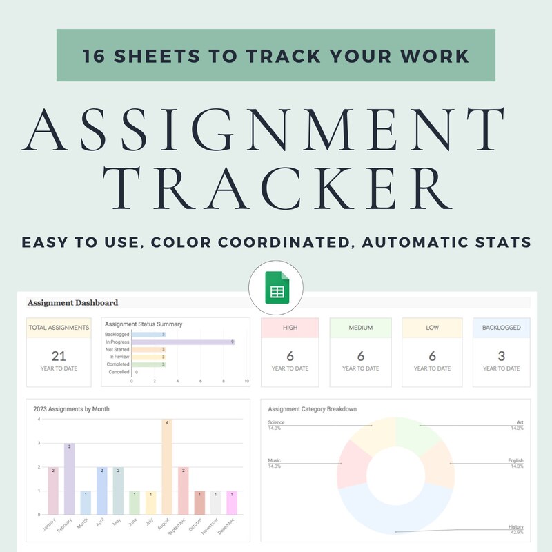 Assignment Tracker Excel - Etsy