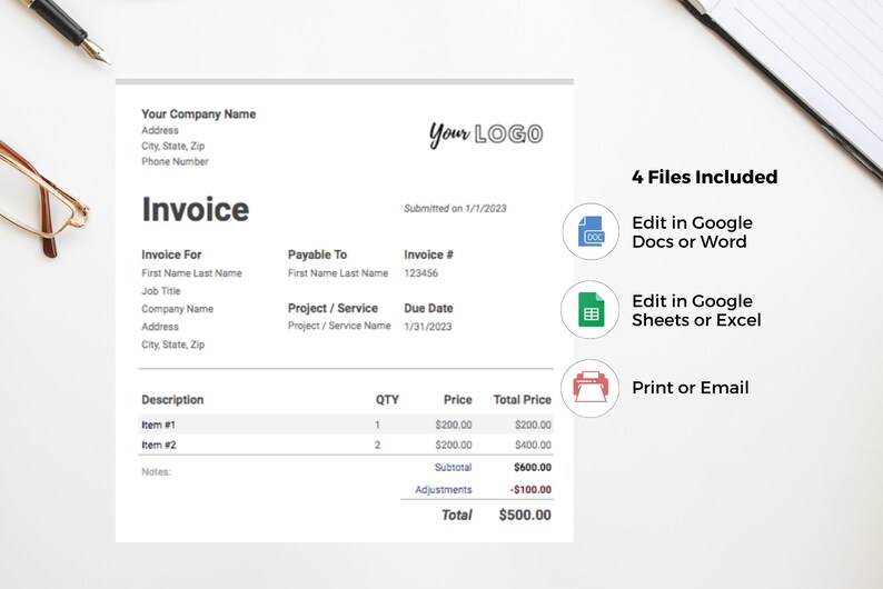 Invoice Template Google Sheets Google Docs Excel Template Business ...