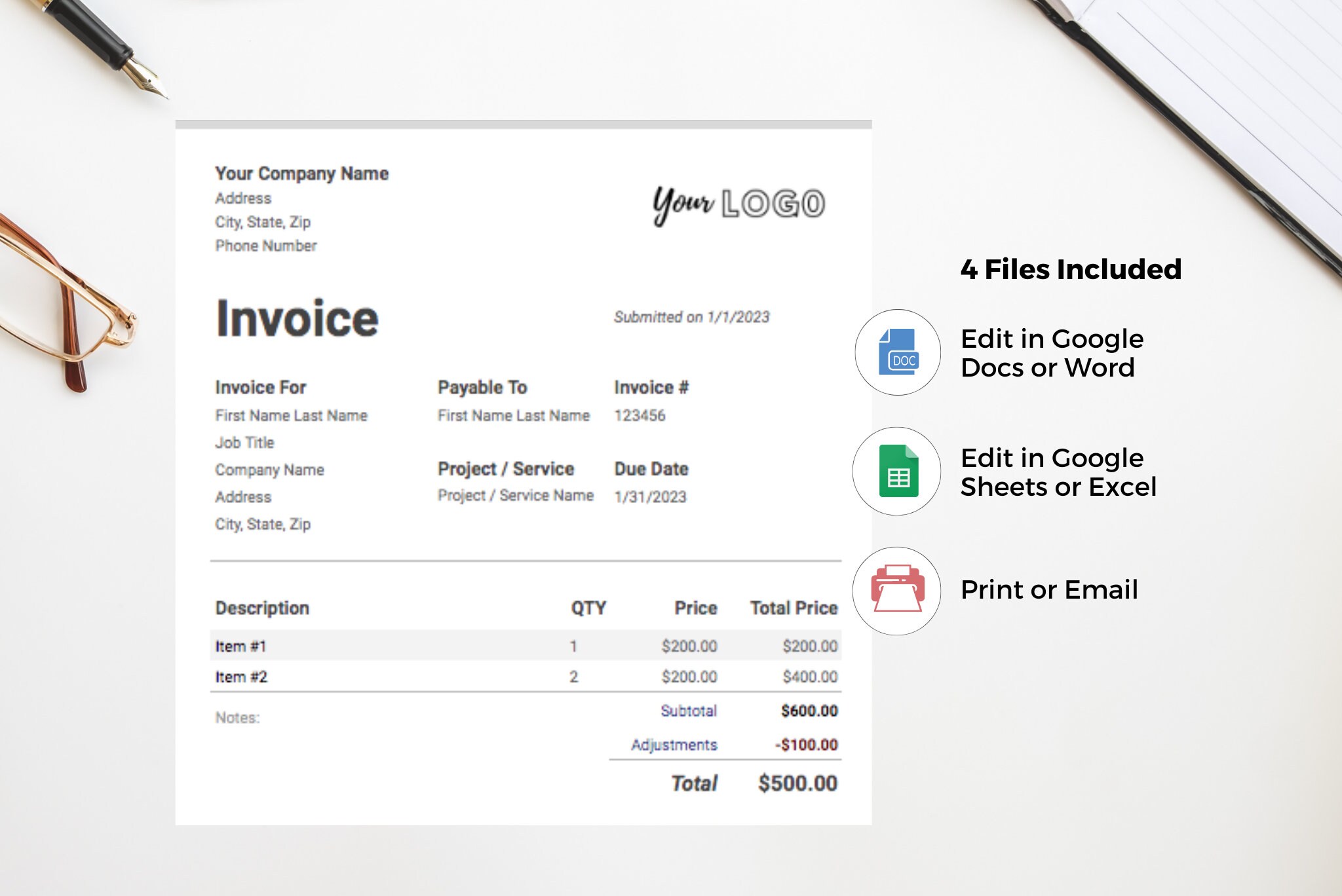 Invoice Template Google Sheets Google Docs Excel Template Business ...