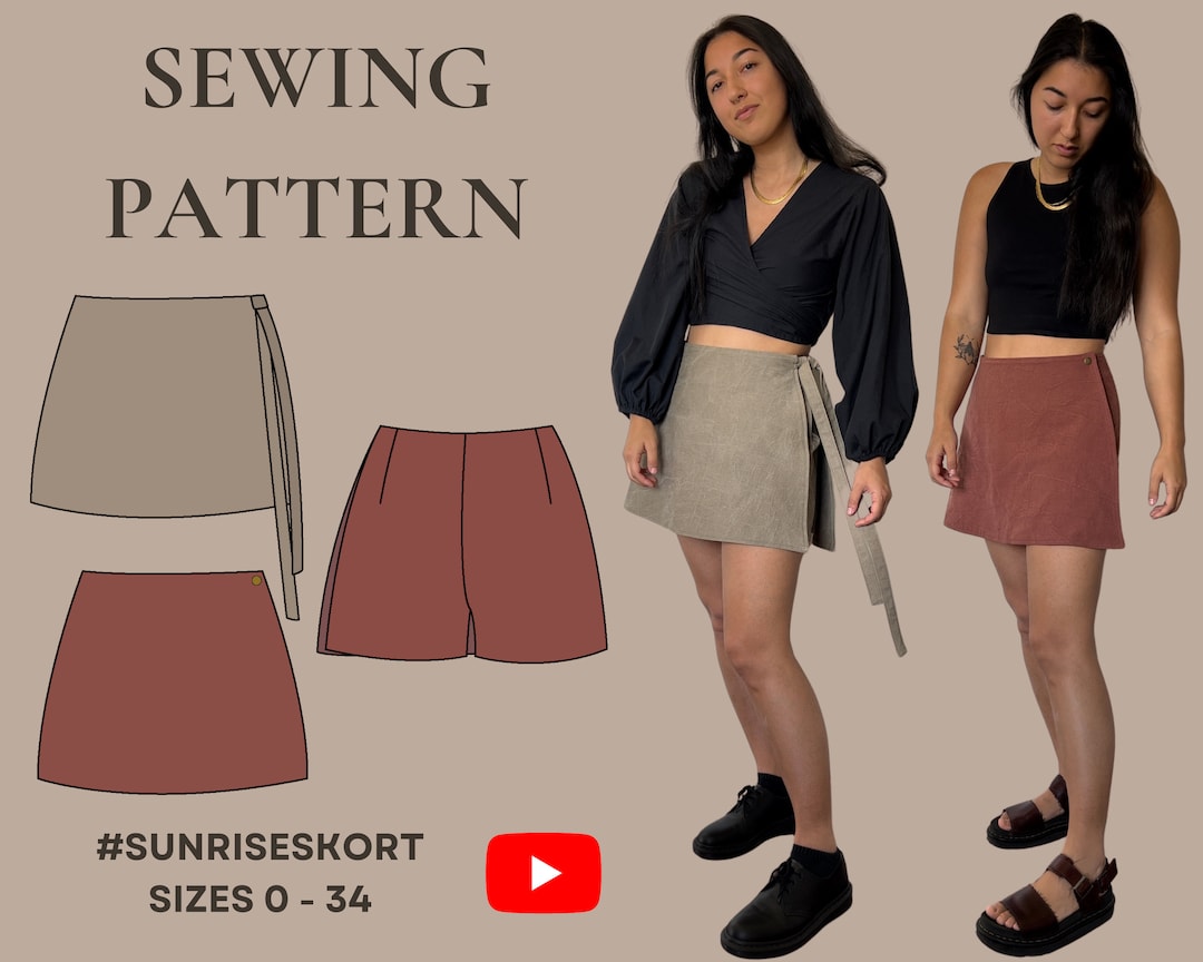 Sunrise Skort PDF Sewing Pattern, Size Inclusive 0-34, Beginner ...