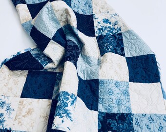 Blue Patchwork Quilt - Etsy