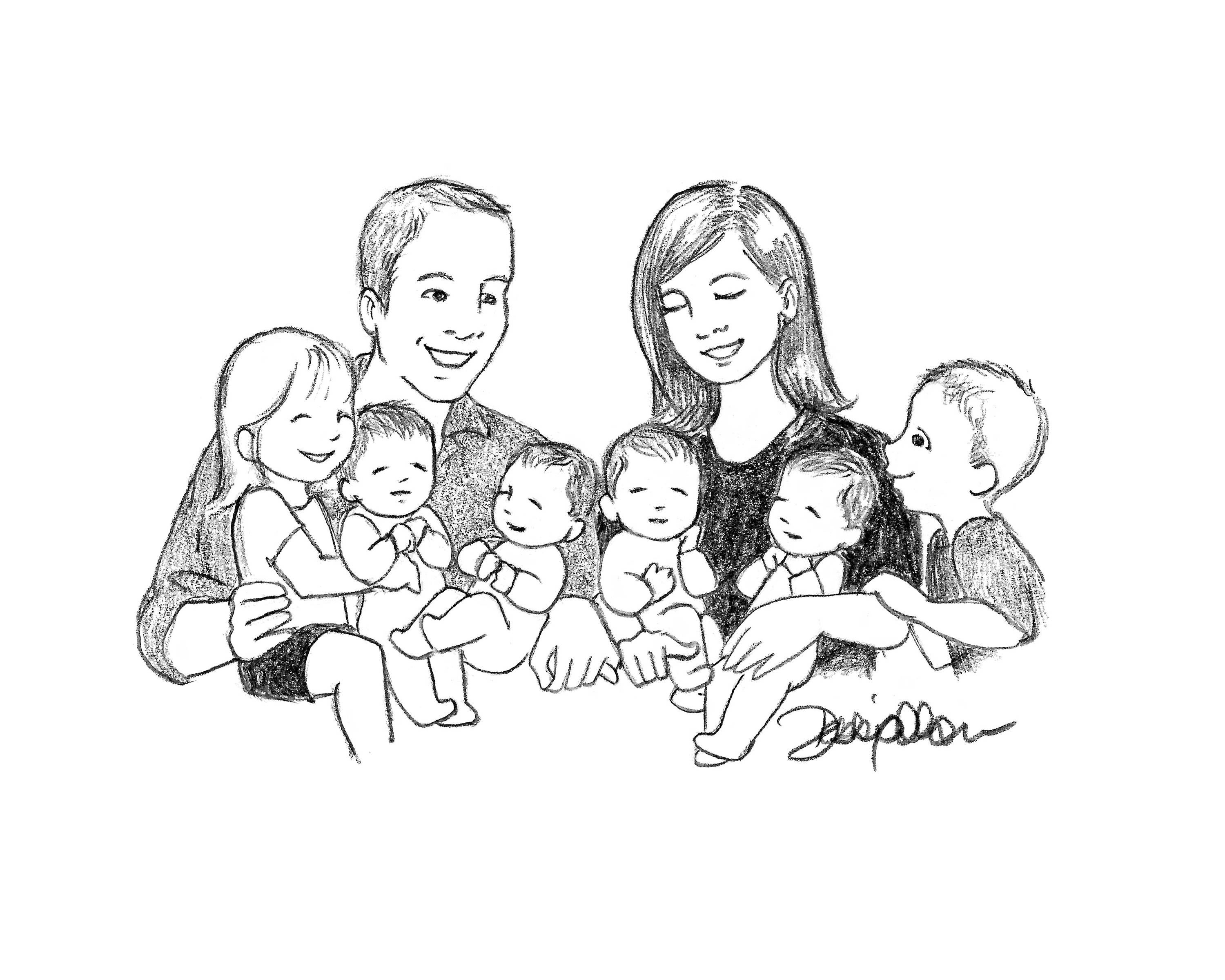 Custom Illustrated Family Portrait Couple Portrait Printable - Etsy