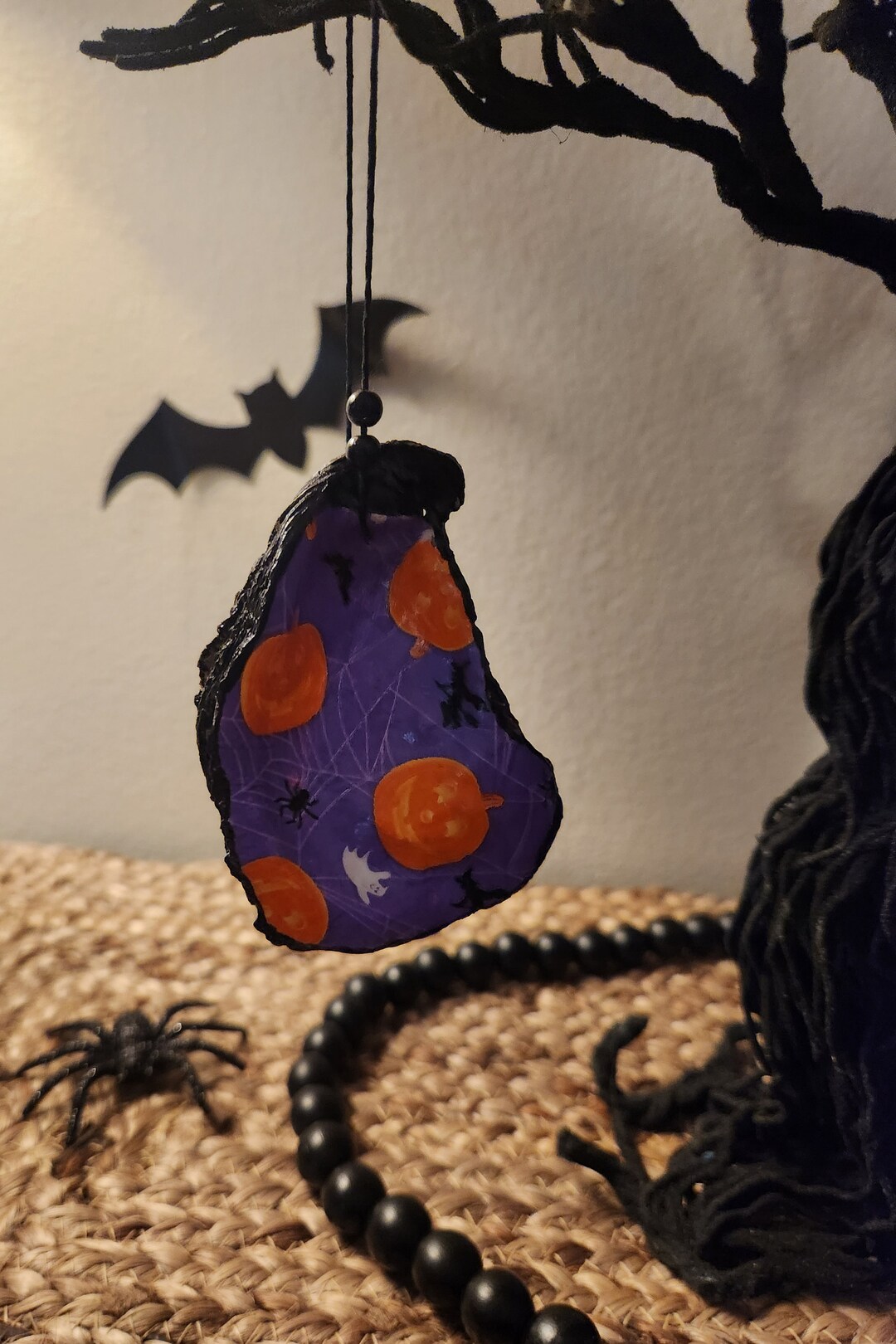 Oyster Shell Ornament Halloween Pumpkin Ghost Spider REAL Oyster From ...
