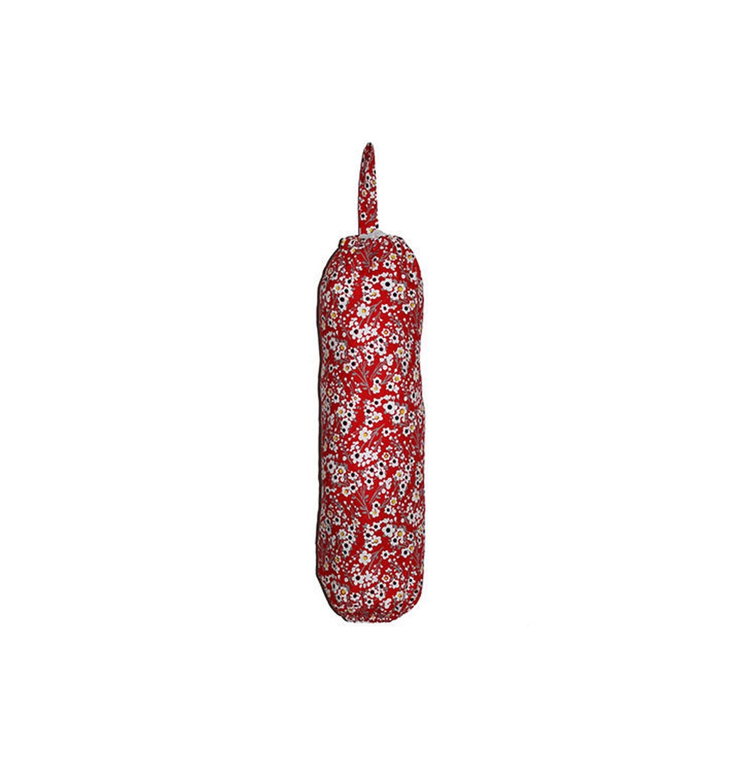 Red Bag Holder, Fabric Bag Storage, Red Black, Daisy Print, Retro ...