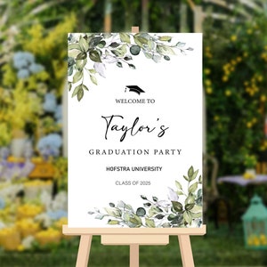 Eucalyptus Graduation Party Welcome Sign, Floral Graduation Welcome ...