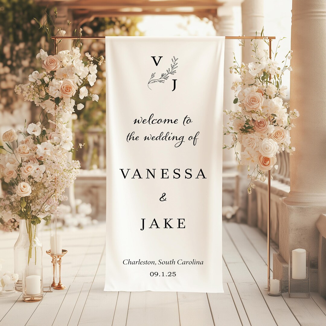 Fabric Wedding Welcome Sign Modern Wedding Event Sign - Custom Signage ...