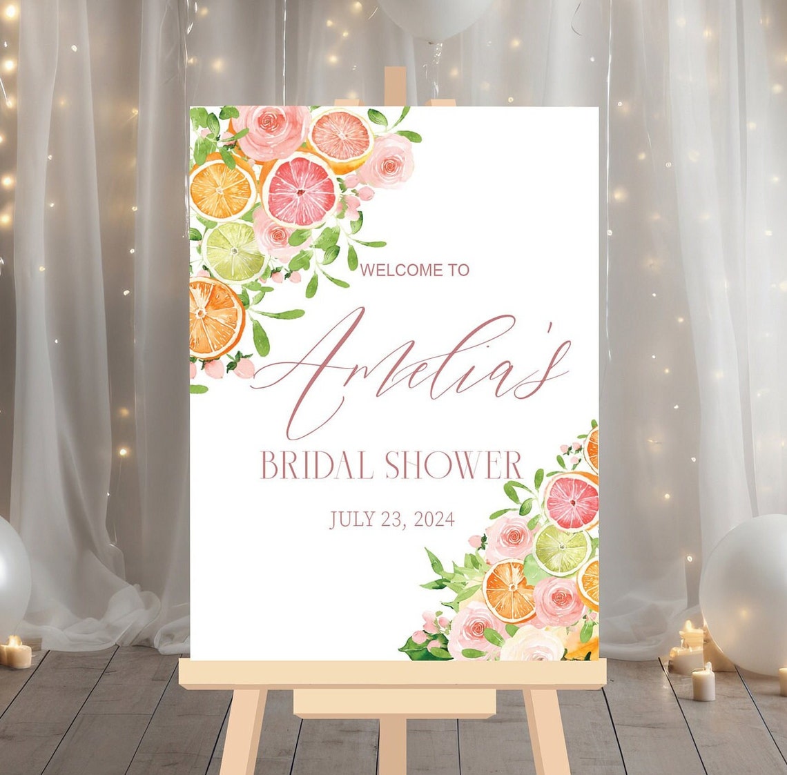Bridal Shower Citrus Welcome Sign, Fruit Theme Custom Bridal Shower ...