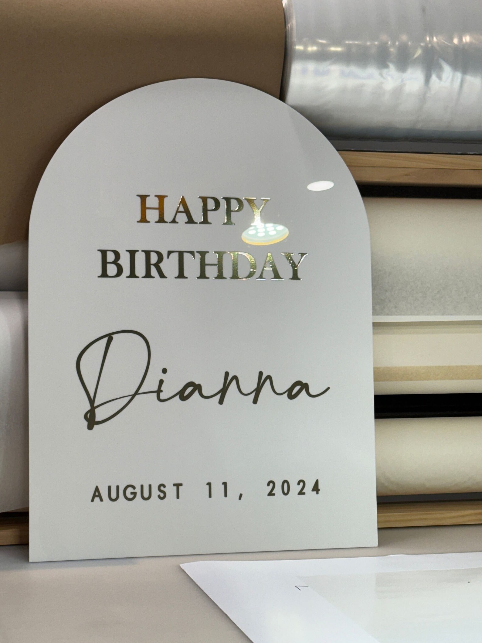 Arch Acrylic Birthday Welcome Sign, Modern Arch Birthday Decor, Any ...