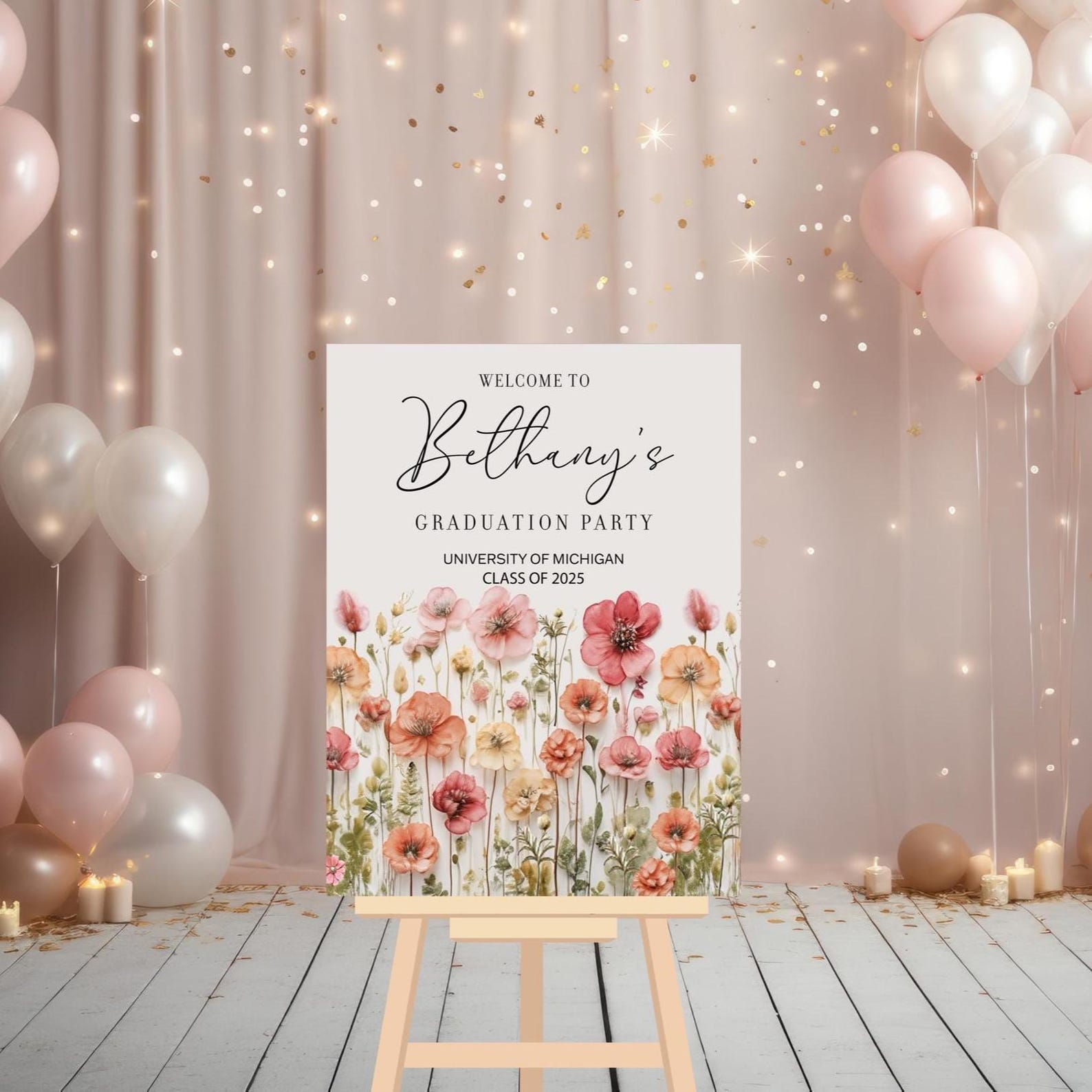 Wildflower Graduation Party Welcome Sign, Custom Wildflower Graduation ...