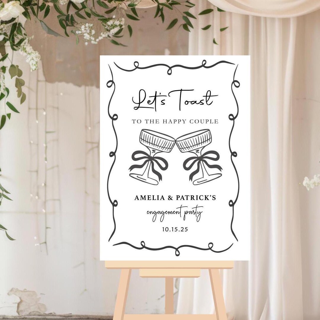 Engagement Party Sign, Let's Toast Engagement Sign, Champagne ...