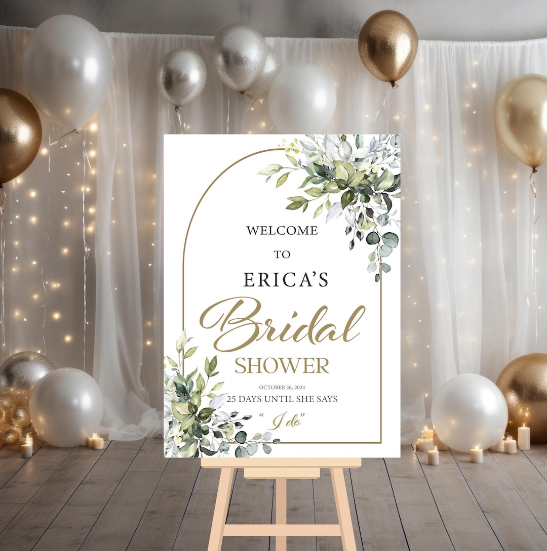 Green Eucalyptus Bridal Shower Welcome Sign, Bridal Shower Welcome Sign ...