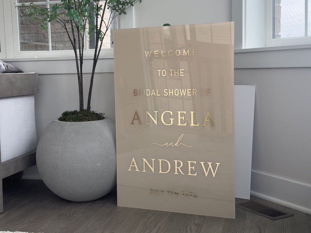 Acrylic Bridal Shower Welcome Sign, Couples Wedding Gift, Modern Decor ...