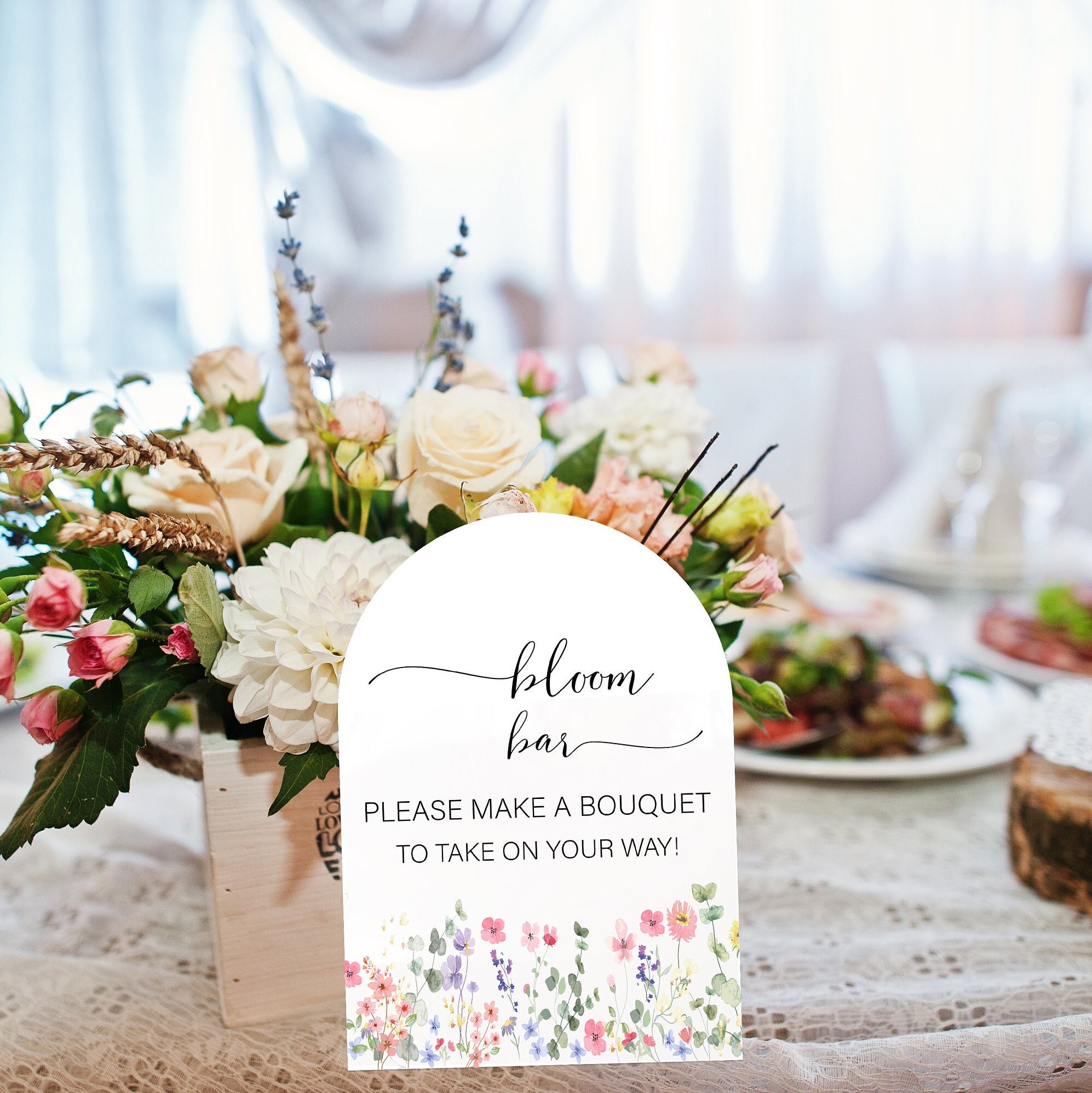 Spring Flowers Bar Arch Sign Floral Acrylic Bloom Bar Sign Flower Bar ...