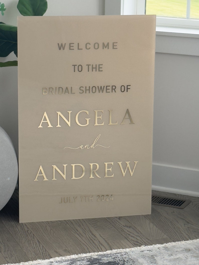 Acrylic Bridal Shower Welcome Sign, Couples Wedding Gift, Modern Decor ...