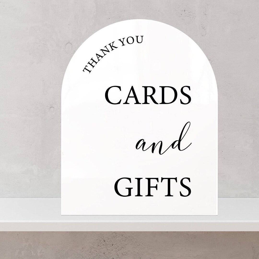 Cards & Gifts Arch Table Sign, Gift and Cards Sign, Modern Acrylic ...
