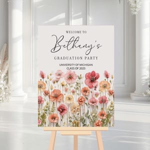 Wildflower Graduation Party Welcome Sign, Custom Wildflower Graduation ...