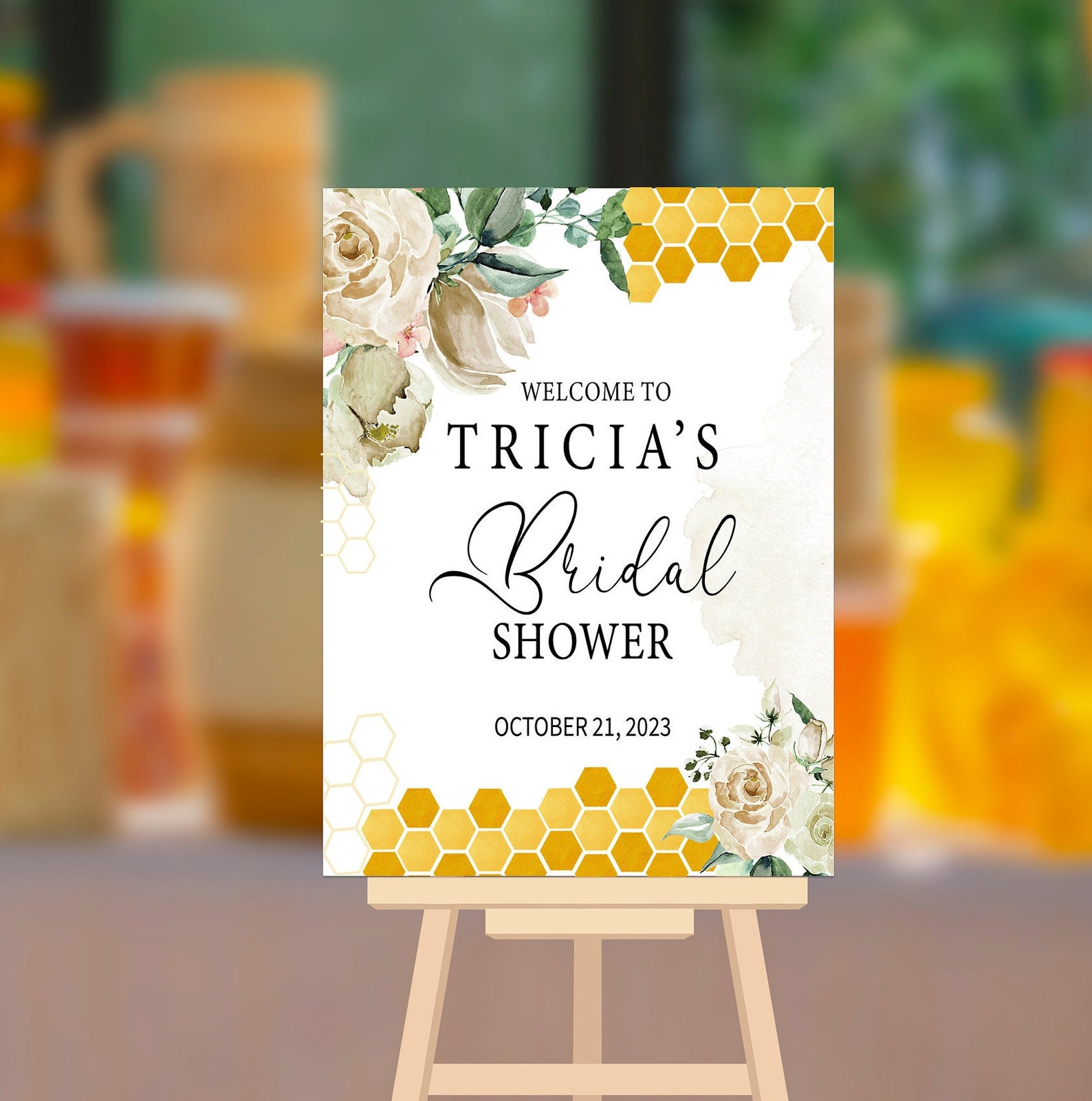 Honey Bee Floral Bridal Shower Welcome Sign, Acrylic or Foam Board Sign ...