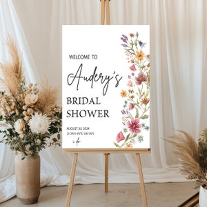 Wild Flowers Floral Bridal Shower Welcome Sign, Acrylic or Foam Board ...