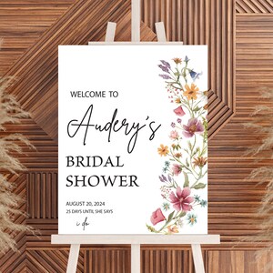 Wild Flowers Floral Bridal Shower Welcome Sign, Acrylic or Foam Board ...