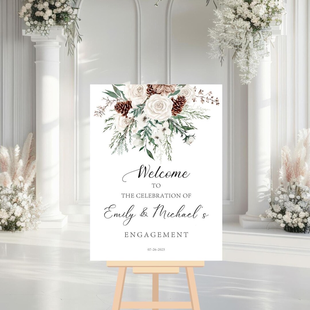 Engagement Party Welcome Sign, We're Engaged Welcome Sign, Winter ...