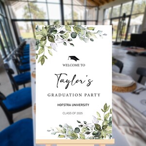 Eucalyptus Graduation Party Welcome Sign, Floral Graduation Welcome ...