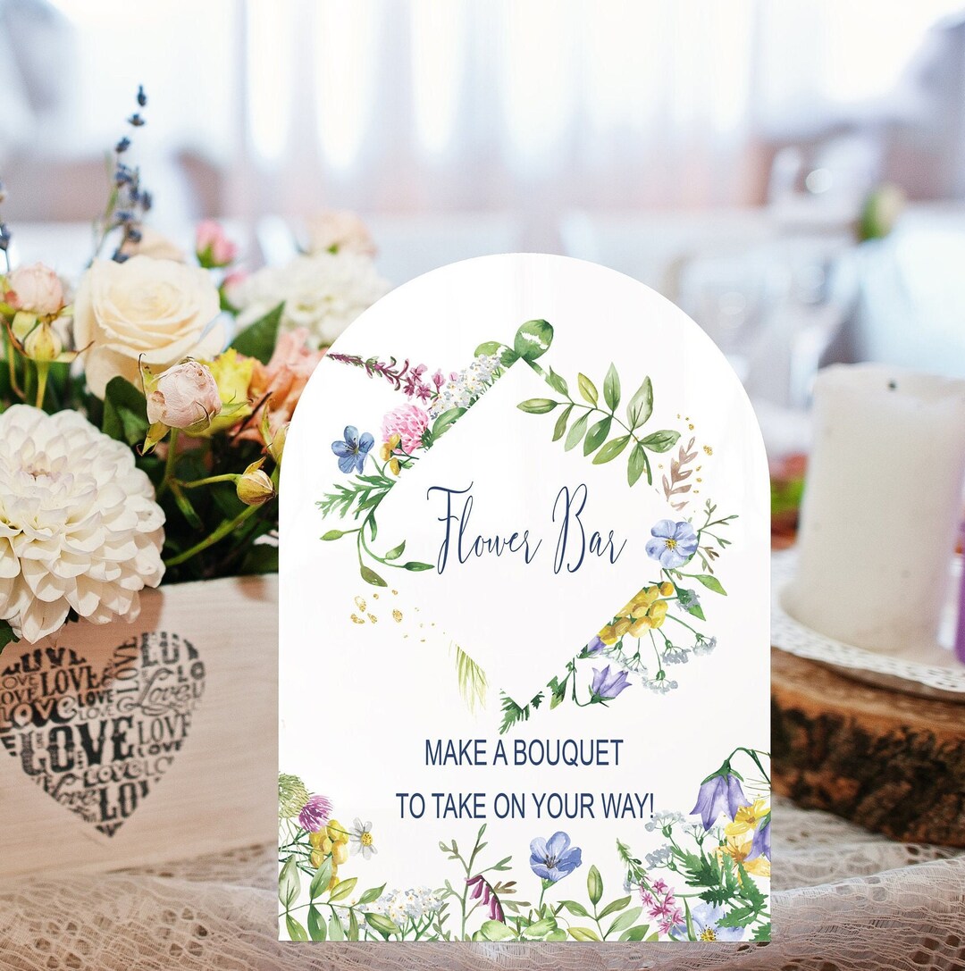 Wild Flower Bar Arch Sign Acrylic Flower Bar Sign Flower Bar Acrylic ...